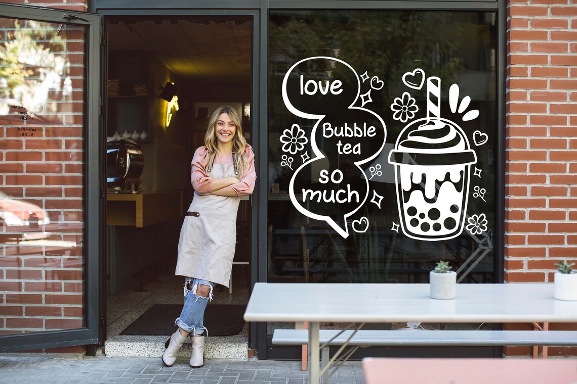 Bubble Tea Decal for Shop Window Display Showcase Bubble Tea - Etsy