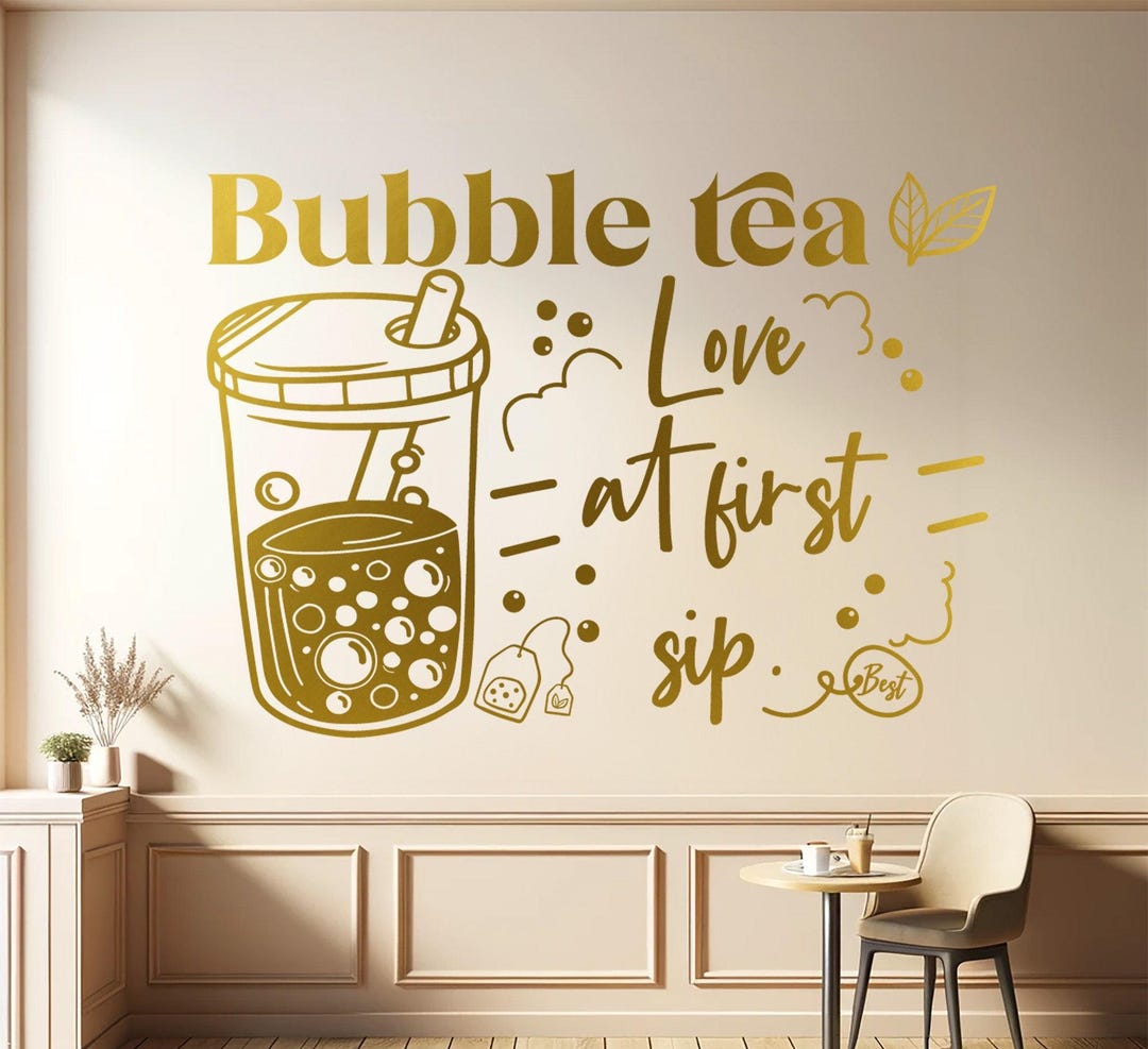 Small Size & Affordable Boba Tea Decal Sticker - 'love at First Sip ...