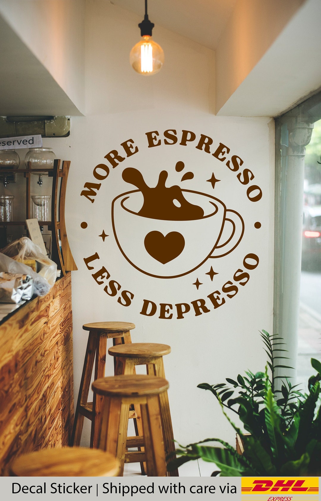Hand-drawn Coffee Quote Decal for Shop Window and Wall - Unique ...