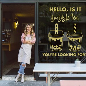 Boba Tea Decal Sticker for Shop Window and Wall, Bubble Tea Vinyl Decal ...