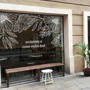 Large Flower Wreath Decal for Shop Window Display, Flower Outline ...