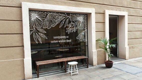 Large Flower Wreath Decal for Shop Window Display Flower - Etsy