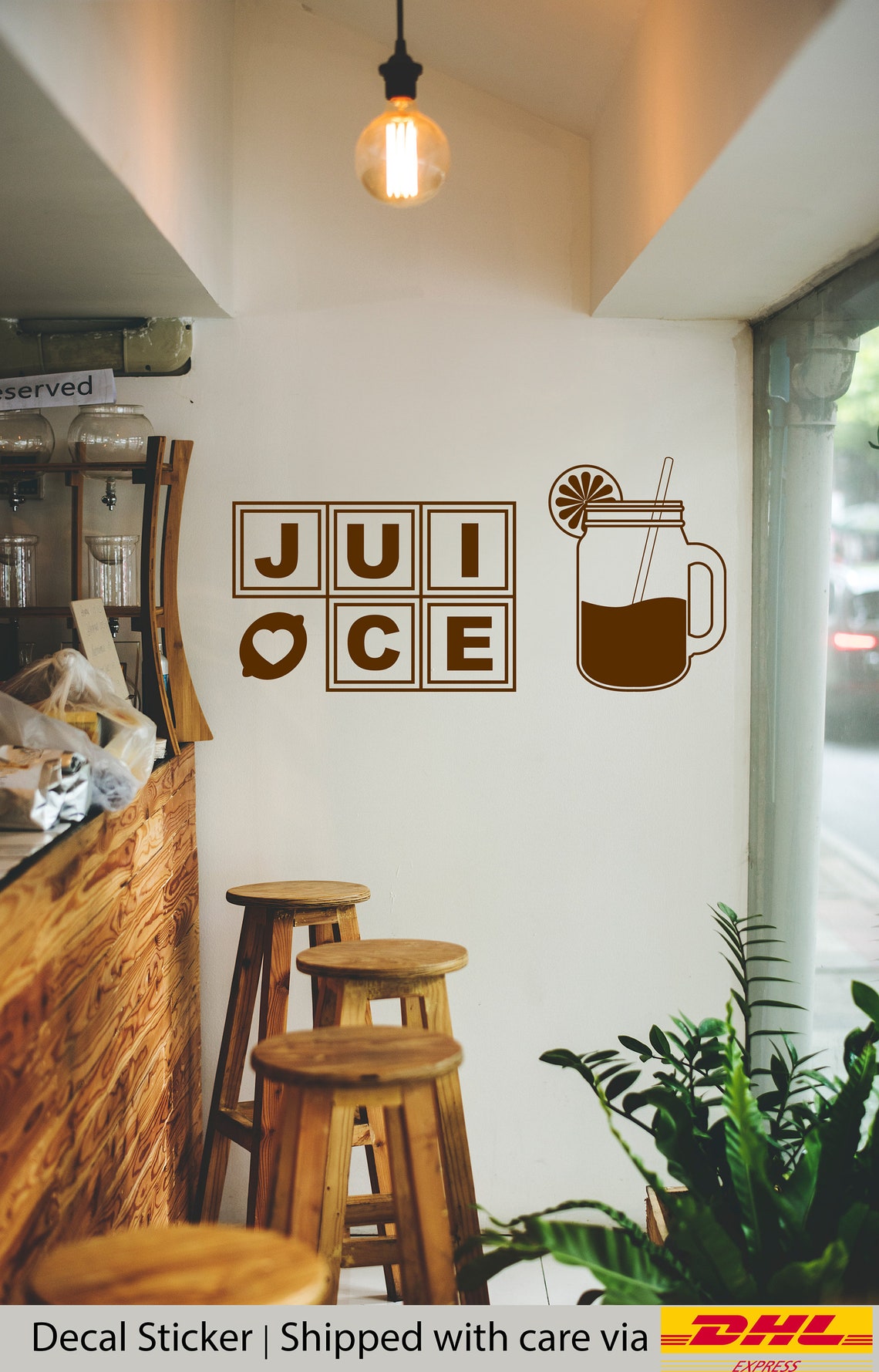 Fresh Juice Bar Decal for Window and Wall Shop Decor, Smoothies Fruit ...