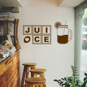 Fresh Juice Bar Decal for Window and Wall Shop Decor, Smoothies Fruit ...