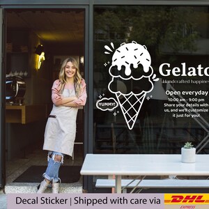 Custom Ice Cream Gelato Business Logo Decal for Window Wall Display ...