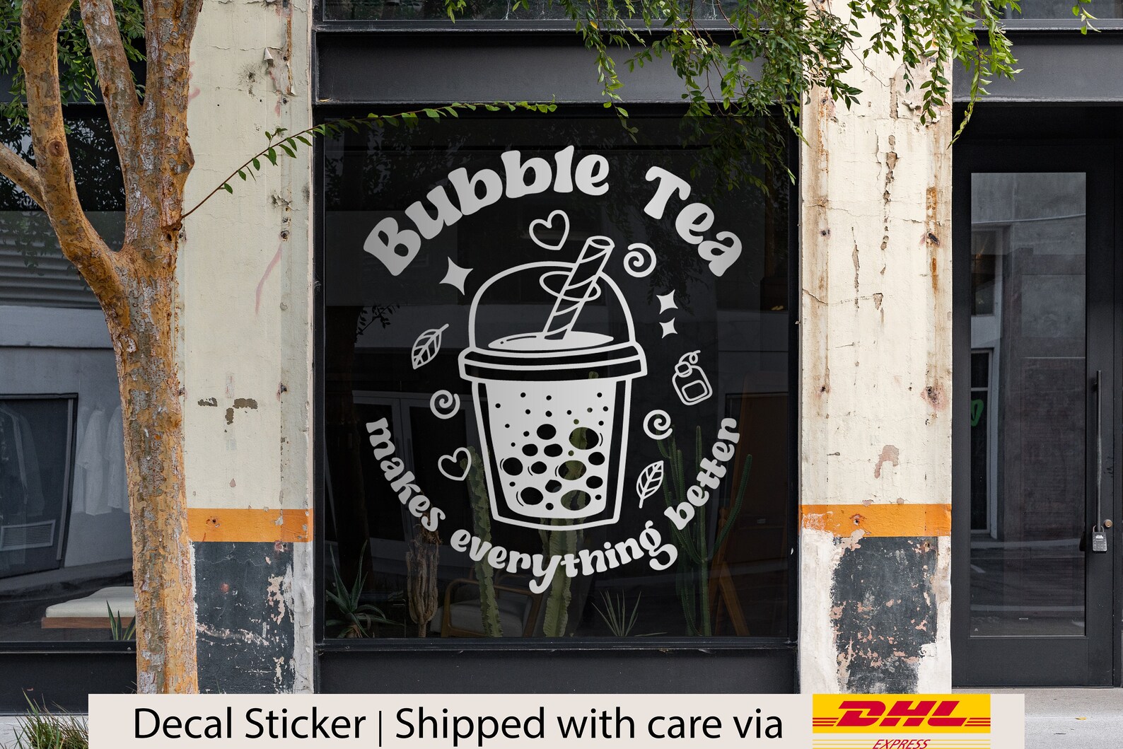 Bubble Tea Decal for Shop Window Decoration and Business Advertisement ...