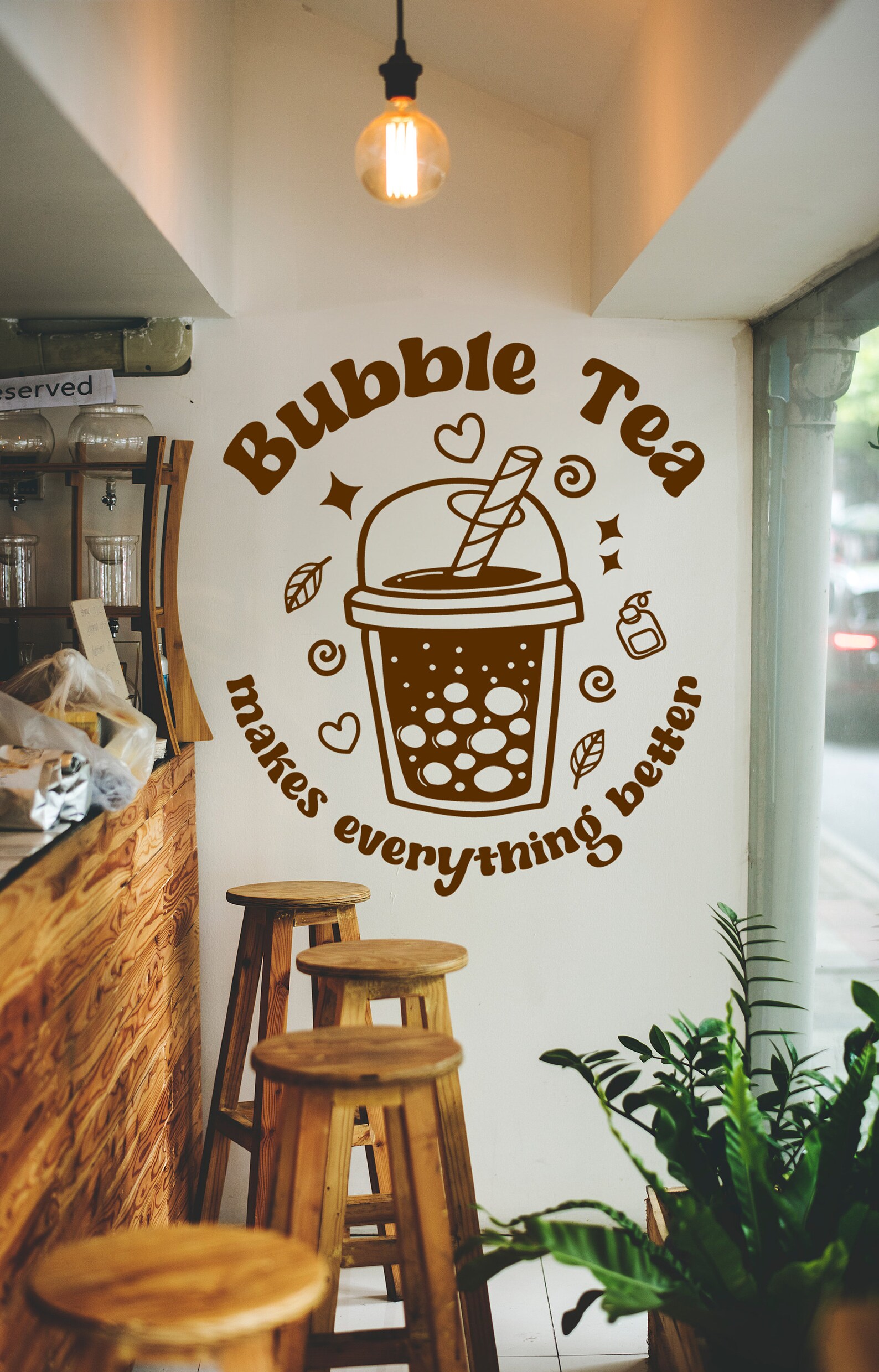 Bubble Tea Decal for Shop Window Decoration and Business Advertisement ...