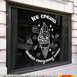 Personalised Text Ice Cream Shop on Window and Wall for Business ...