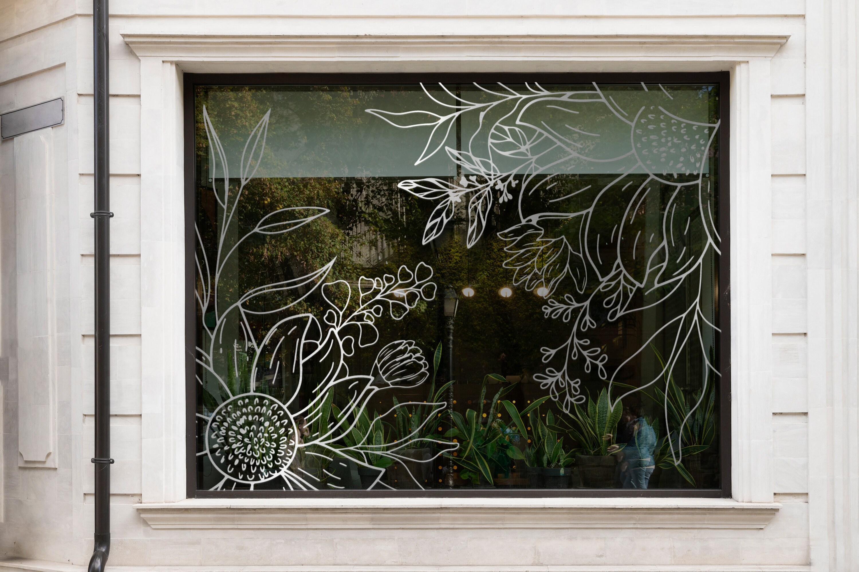 Sunflower Decals, Flower Wreath Decal for Shop Window Display ...