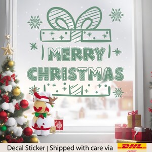 Christmas Present Gift Box Window Decoration Sticker, Merry Christmas ...