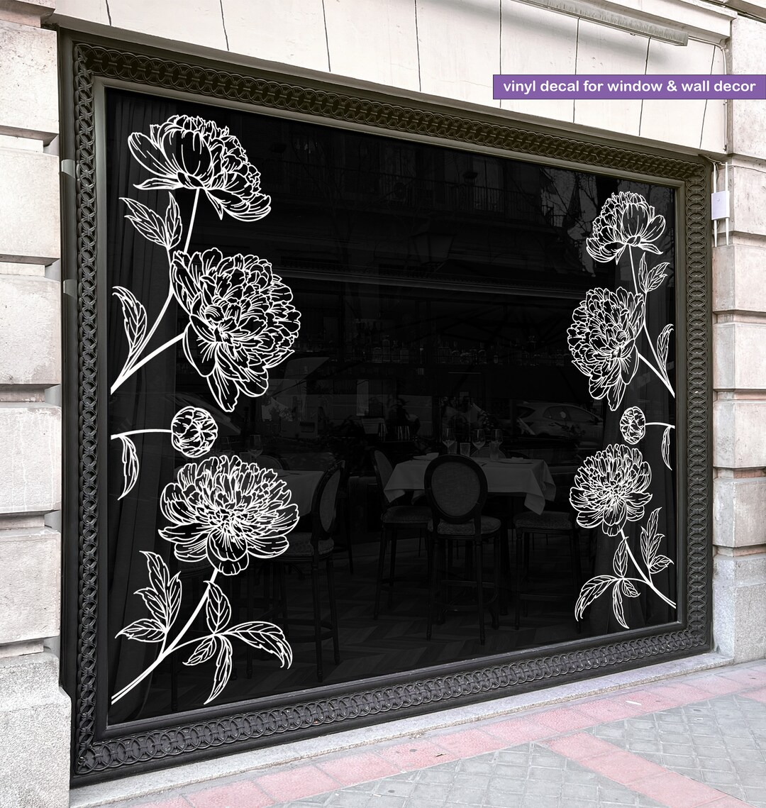 Contour Line Peony Flower Vinyl Decals for Wall and Windows - Etsy