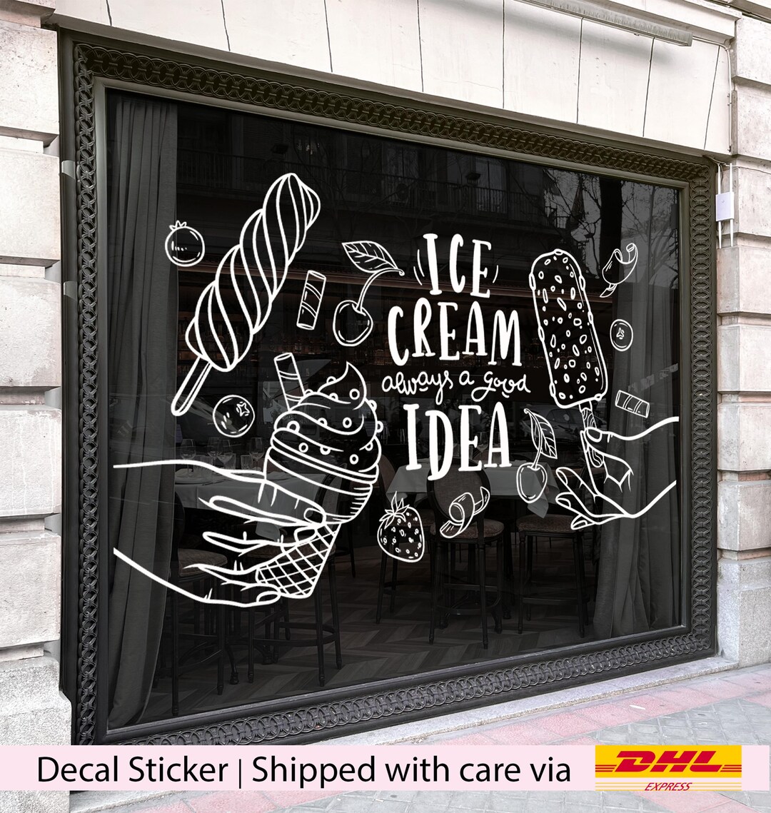 Large Size Ice Cream is a Good Idea for Decals for Gelato Shop Window ...