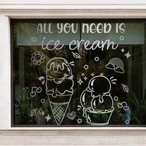 Beautiful Ice-cream Lettering Vinyl Signage on Window and Wall Shop ...