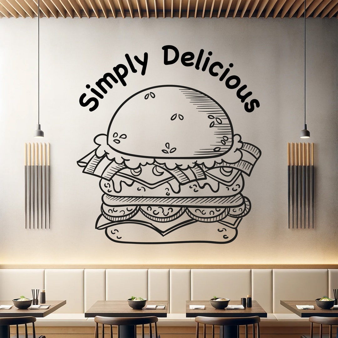 Custom Decal Sticker Burger Cafe for Business Logo Window Wall ...