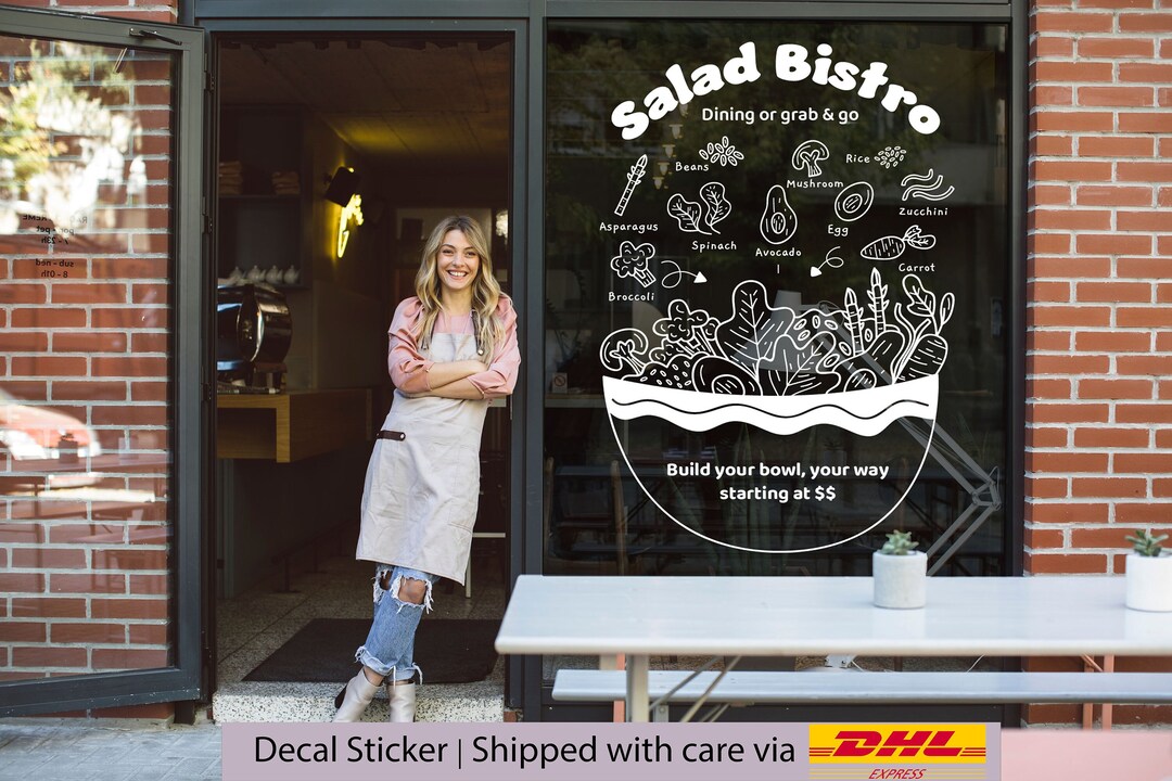 Salad Bistro and Cafe Sticker Decal for Window and Wall Decoration ...