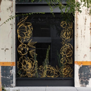 Large Peony Flower Decal for Shop Window and Wall Decoration, Whole Set ...