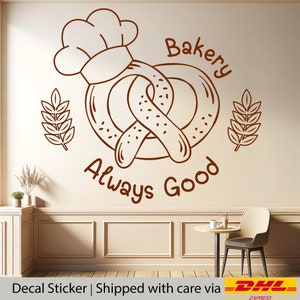 Bakery Pastry Vinyl Decal Business Logo | Bread Croissant Customise ...