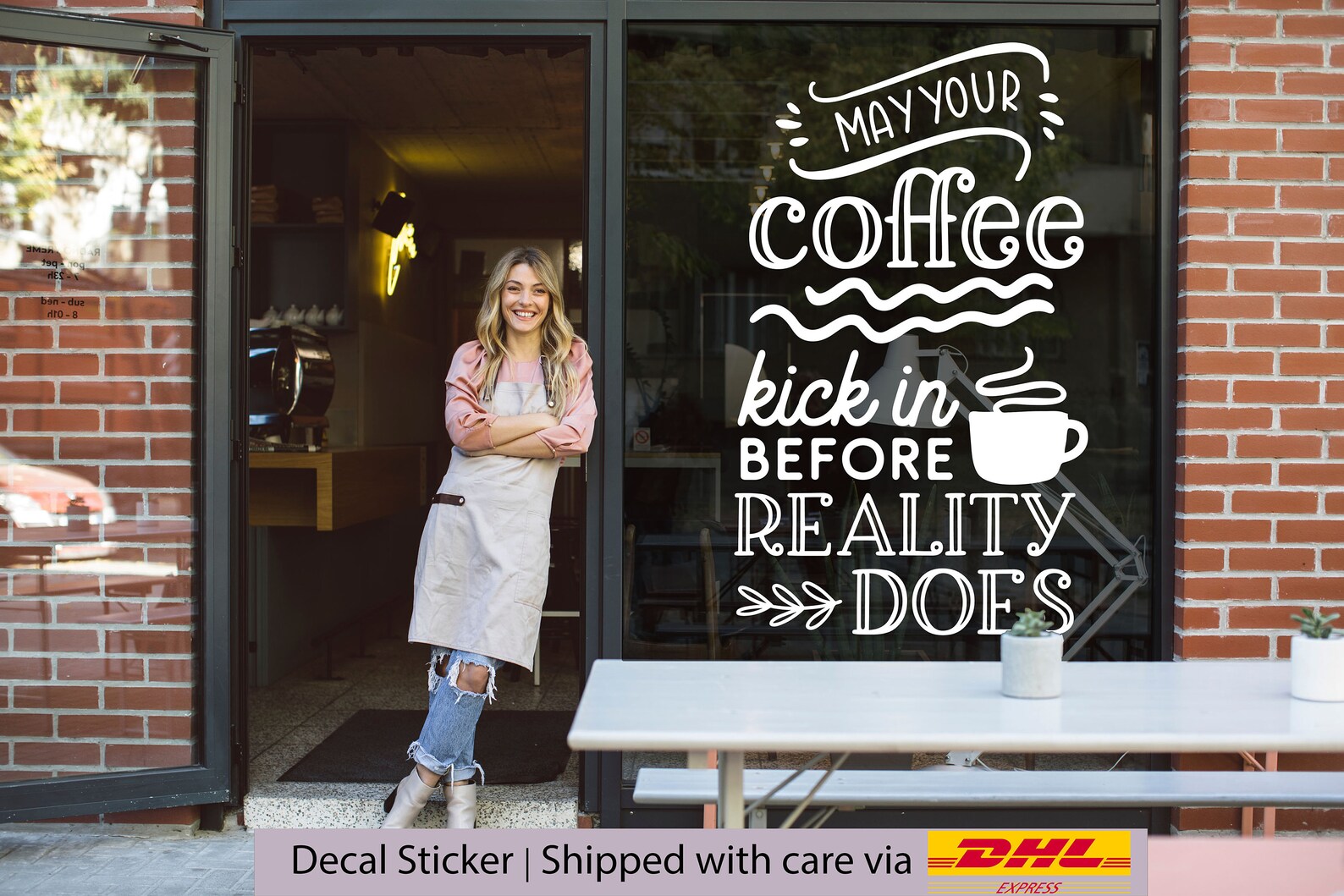 Large Coffee Quote Decals Restaurant Decor, Beautiful Coffee Line Art ...