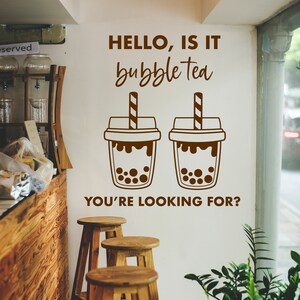 Boba Tea Decal Sticker for Shop Window and Wall, Bubble Tea Vinyl Decal ...