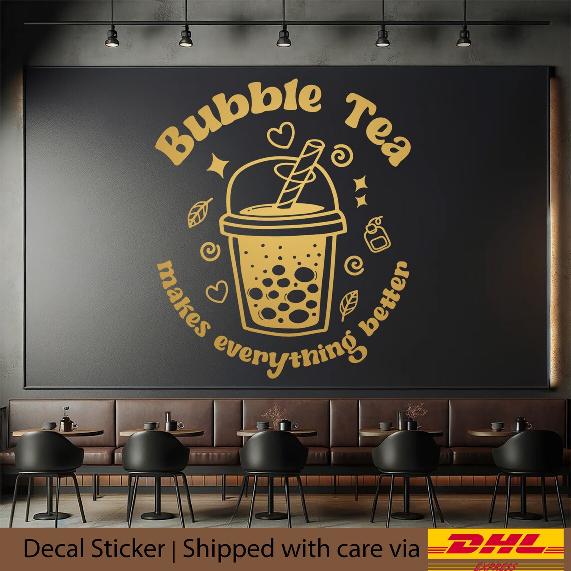 Bubble Tea Decal for Shop Window Decoration and Business Advertisement ...