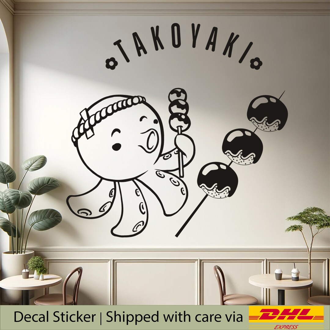 Takoyaki With Octopus Decal Sticker for Restaurant and Food Truck ...