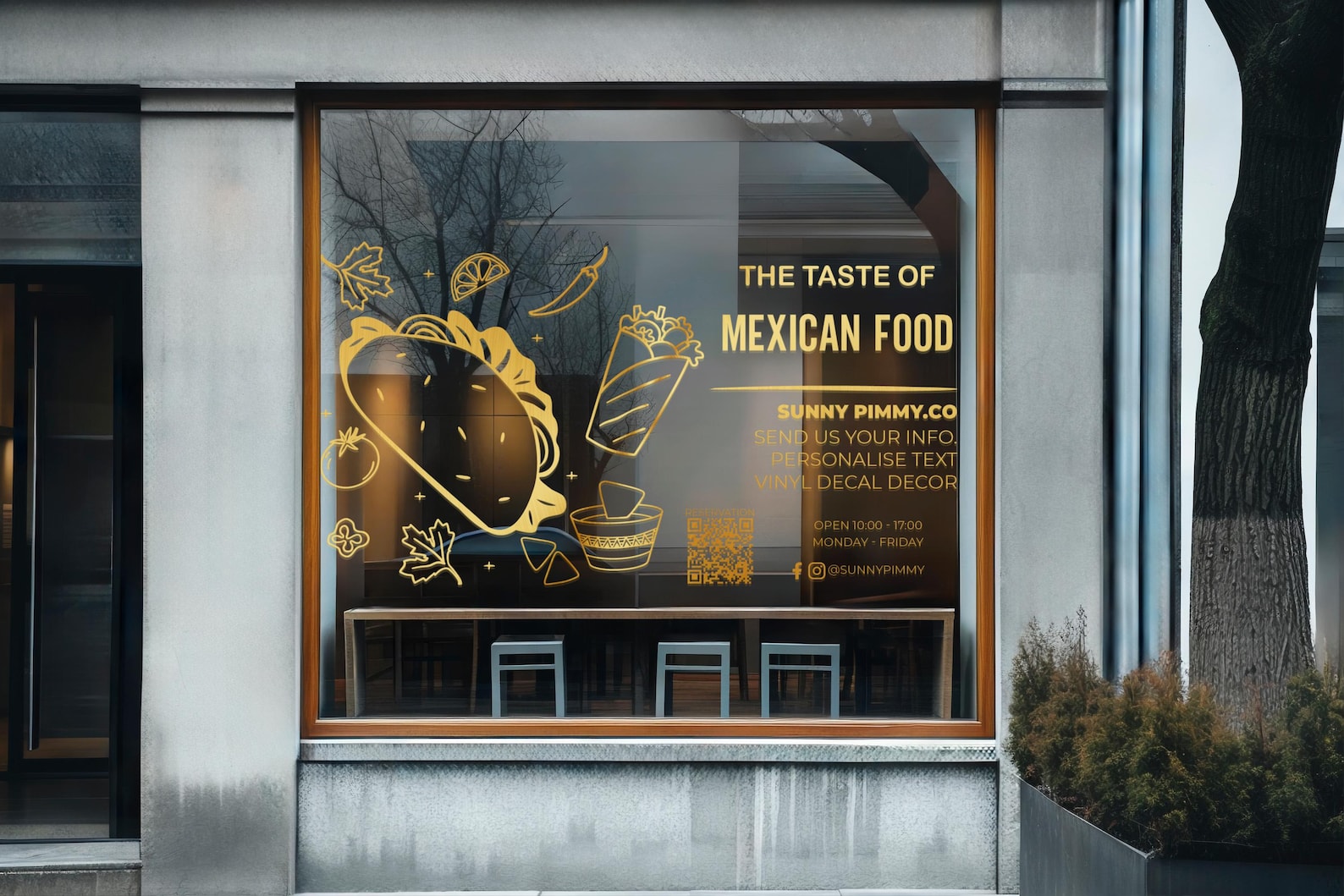 Personalised Business Logo and Text for Mexican Tacos Window & Wall ...