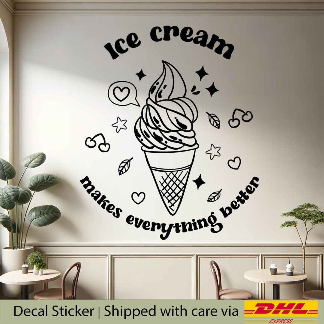 Personalised Text Ice Cream Shop on Window and Wall for Business ...
