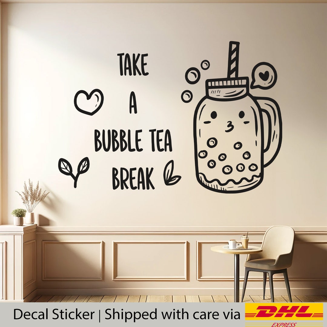 Bubble Tea-themed Vinyl Decal - Perfect for Cafe Windows & Wall ...