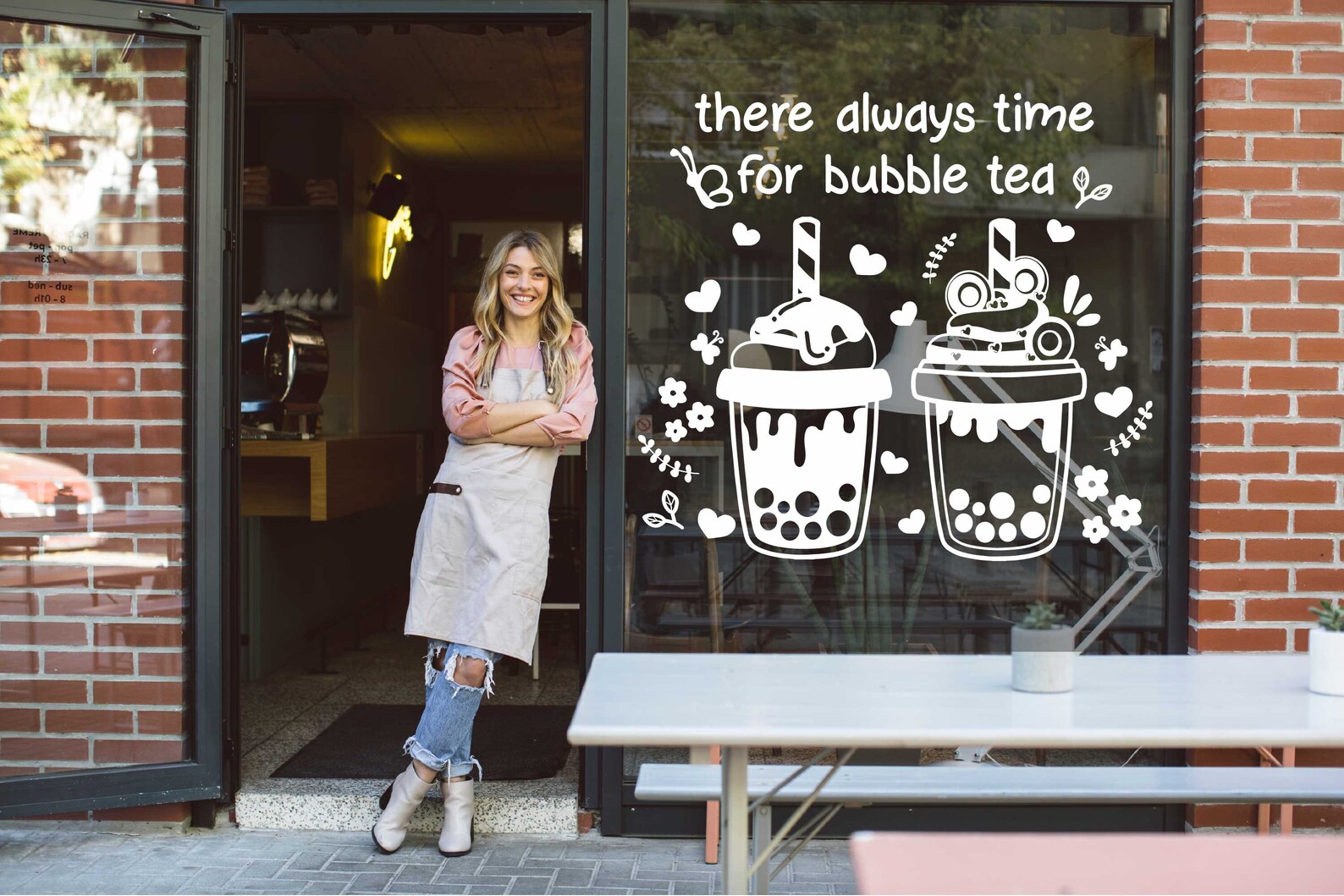 Bubble Tea Decal for Window and Wall Cafe Window Decal Front | Etsy