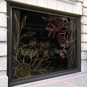 Sunflower Decals, Flower Wreath Decal for Shop Window Display ...