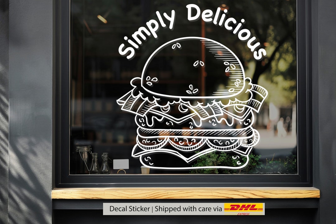 Custom Decal Sticker Burger Cafe for Business Logo Window Wall ...