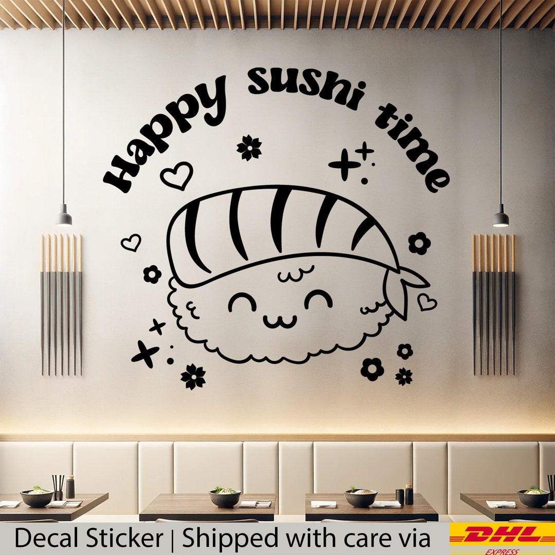 Custom Sushi Restaurant Window & Wall Vinyl Decals, Eye-catching Sushi ...
