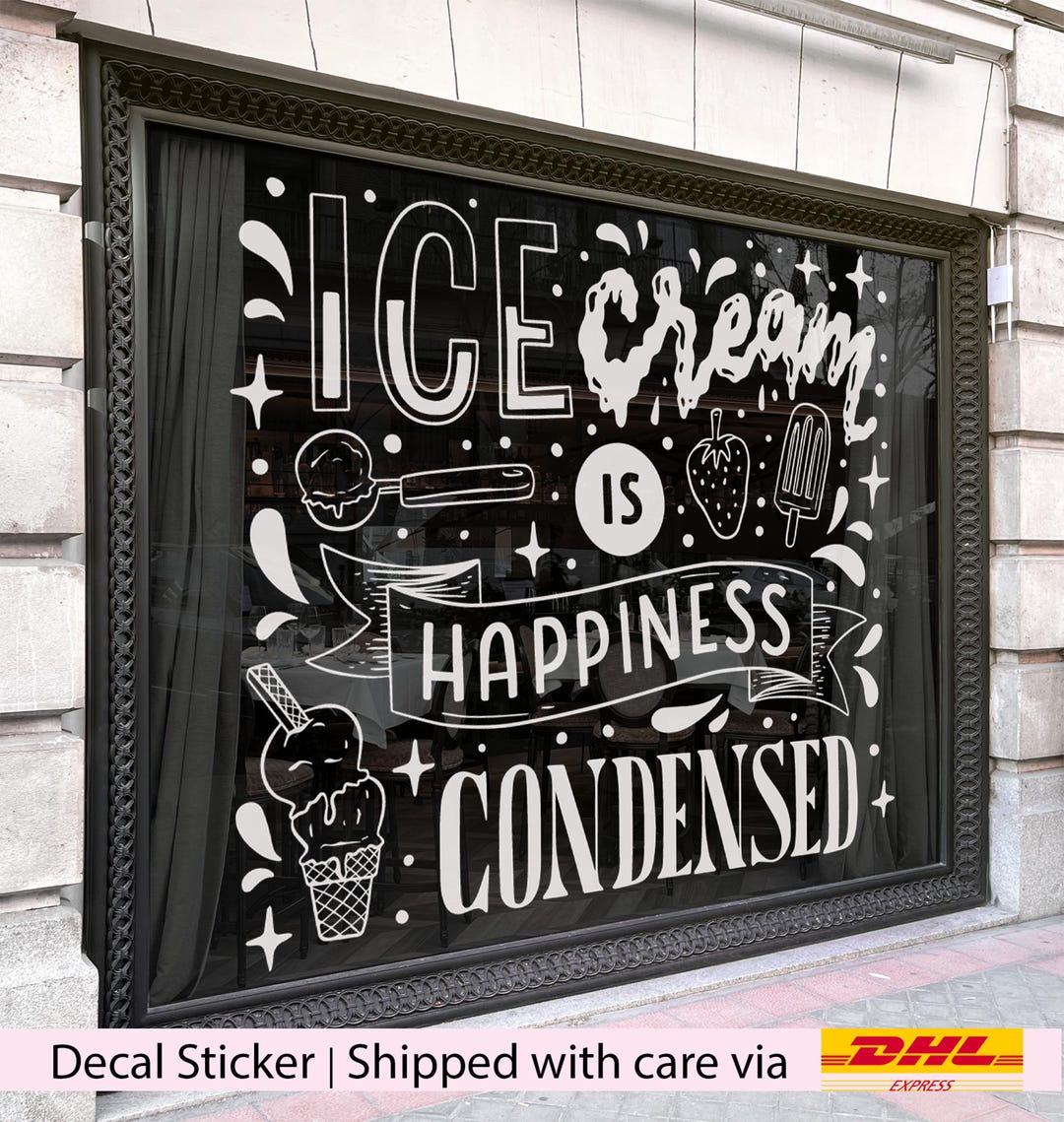 Personalised Large Size Ice Cream Decal for Gelato Shop Window Wall ...