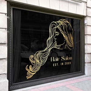 Elegant Hair Salon Decal Sticker for Front Shop Decor, Custom Retail ...