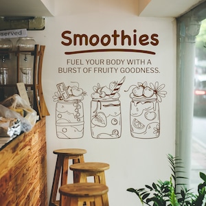 Hand Draw Line-art Smoothies Drinks Vinyl for Juice Bar Shop Window and ...
