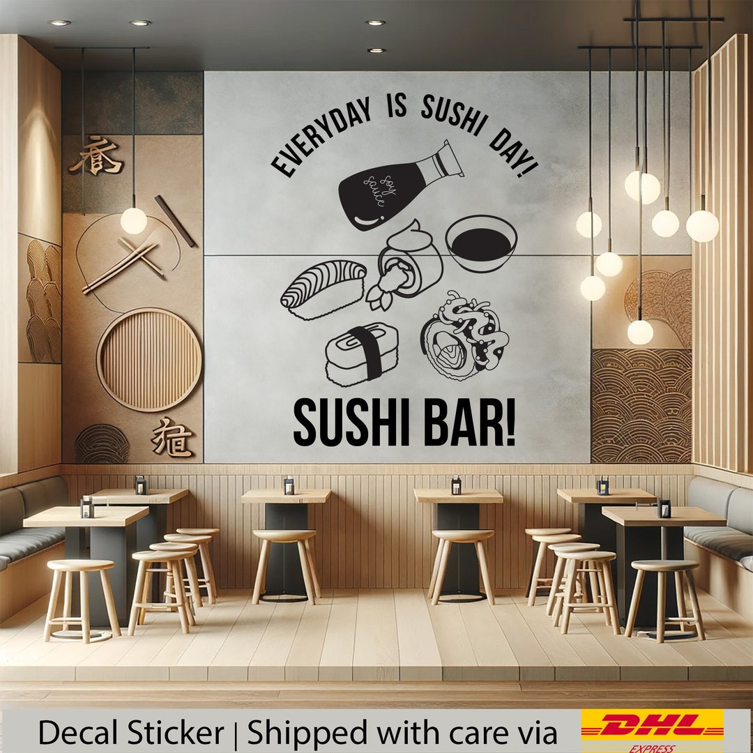 Sushi Restaurant & Bar Vinyl Decal - Perfect Window and Wall Decor for ...