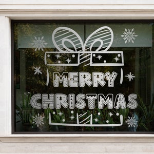 Christmas Present Gift Box Window Decoration Sticker, Merry Christmas ...