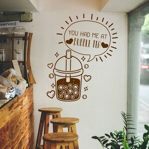 Bubbly Tea Decal Sticker for Shop and Cafe Window & Wall Decal Signage ...