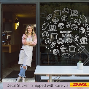 Bakery Pastry Vinyl Decal Business Logo | Bread Croissant Customise ...