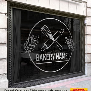 Bakery Pastry Vinyl Decal Business Logo | Bread Croissant Customise ...