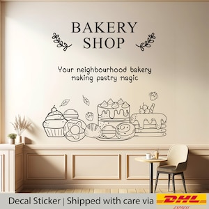Bakery Pastry Vinyl Decal Business Logo | Bread Croissant Customise ...