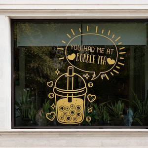 Bubbly Tea Decal Sticker for Shop and Cafe Window & Wall Decal Signage ...