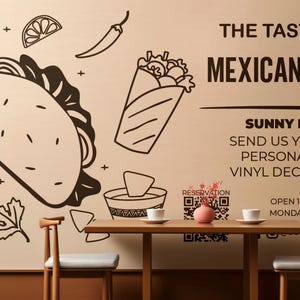 Personalised Business Logo and Text for Mexican Tacos Window & Wall ...