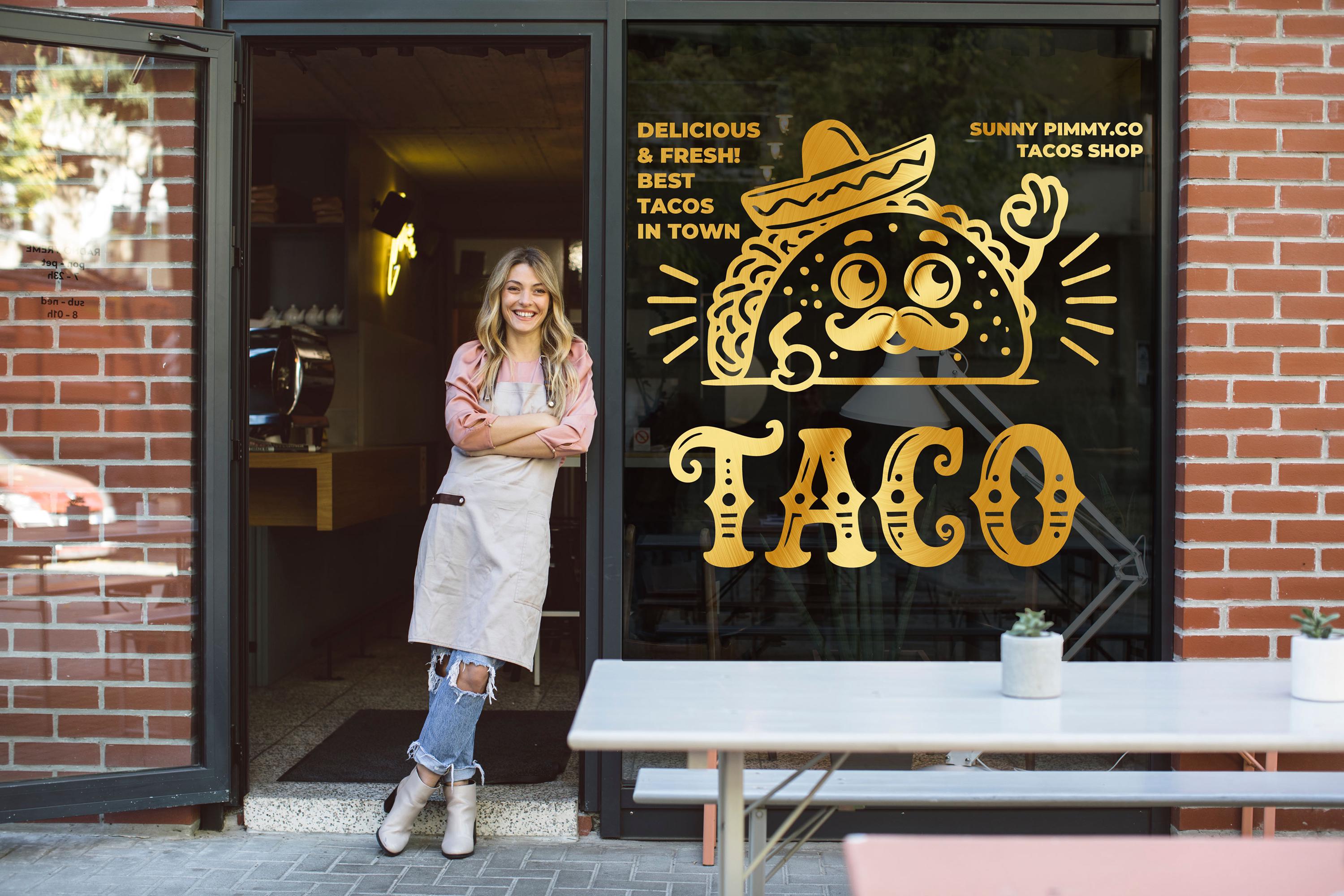 Mascot Mexican Tacos Food Quote or Business Logo Decal Sticker Window ...