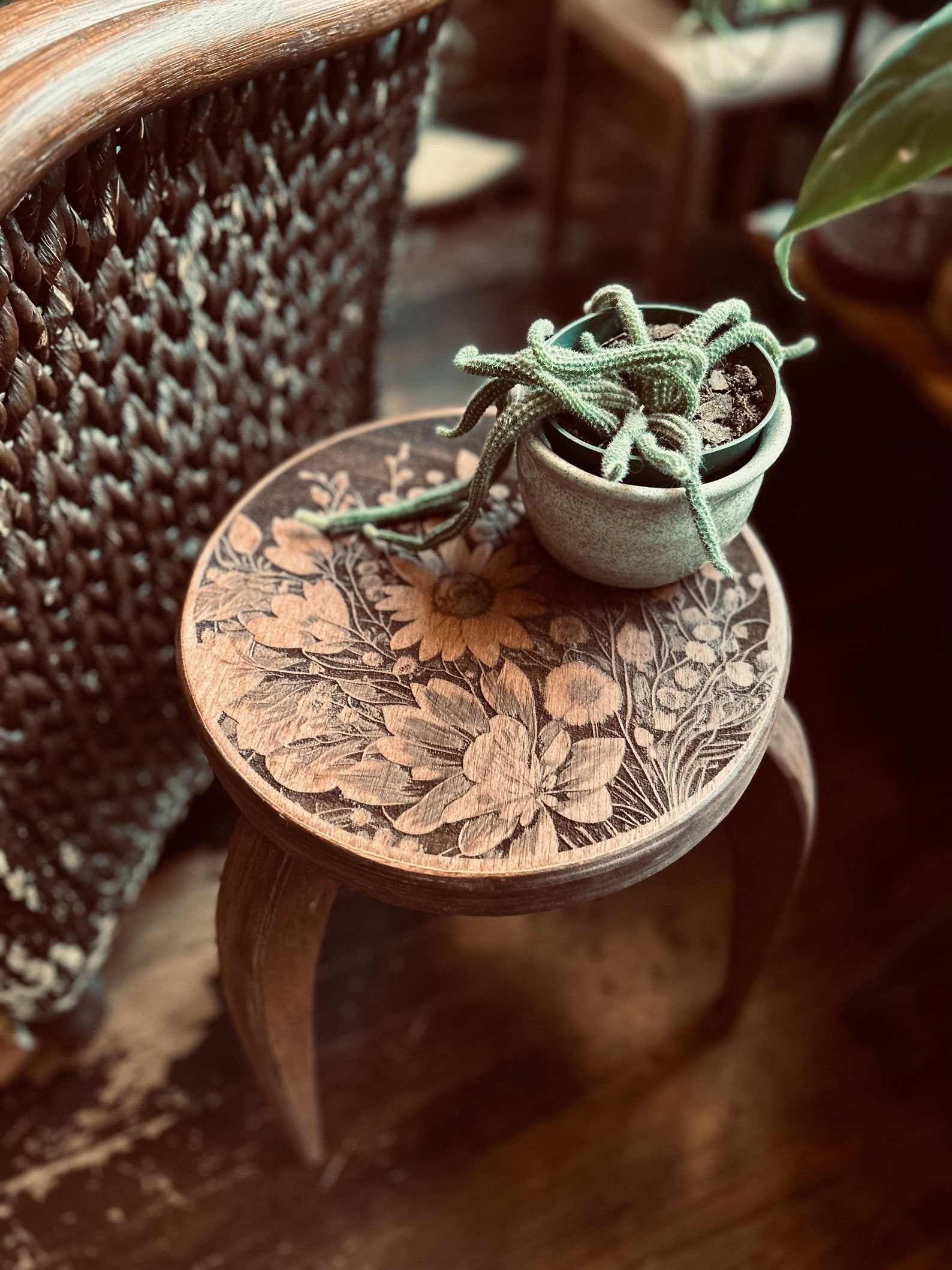 Flower, Plant Stand, Wood Table, Side Table, Plant Shelf, Gift for ...