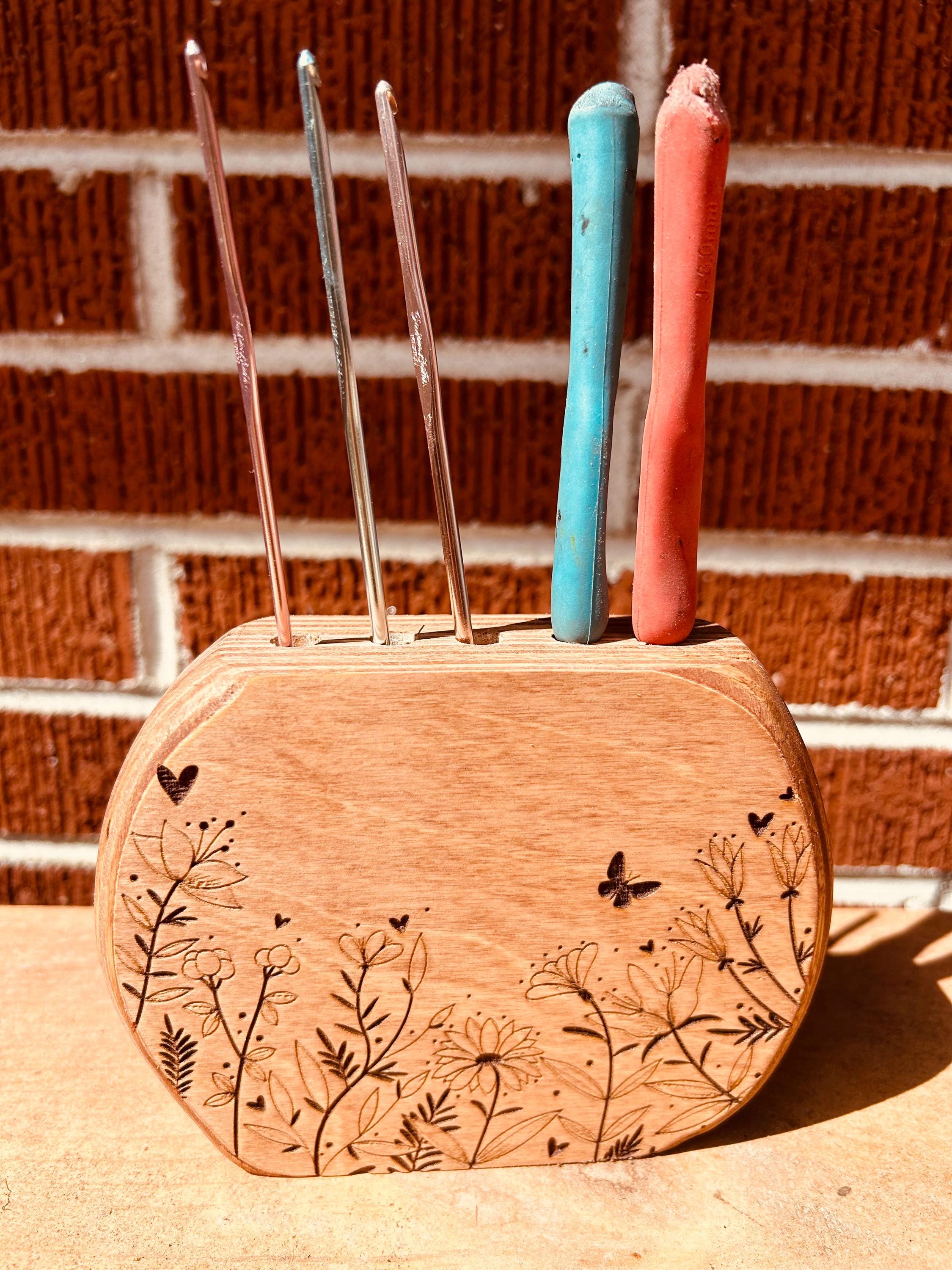 Crochet Hook Holder, Crochet, Hooks, Wood Hook Holder, Crochet Stand ...