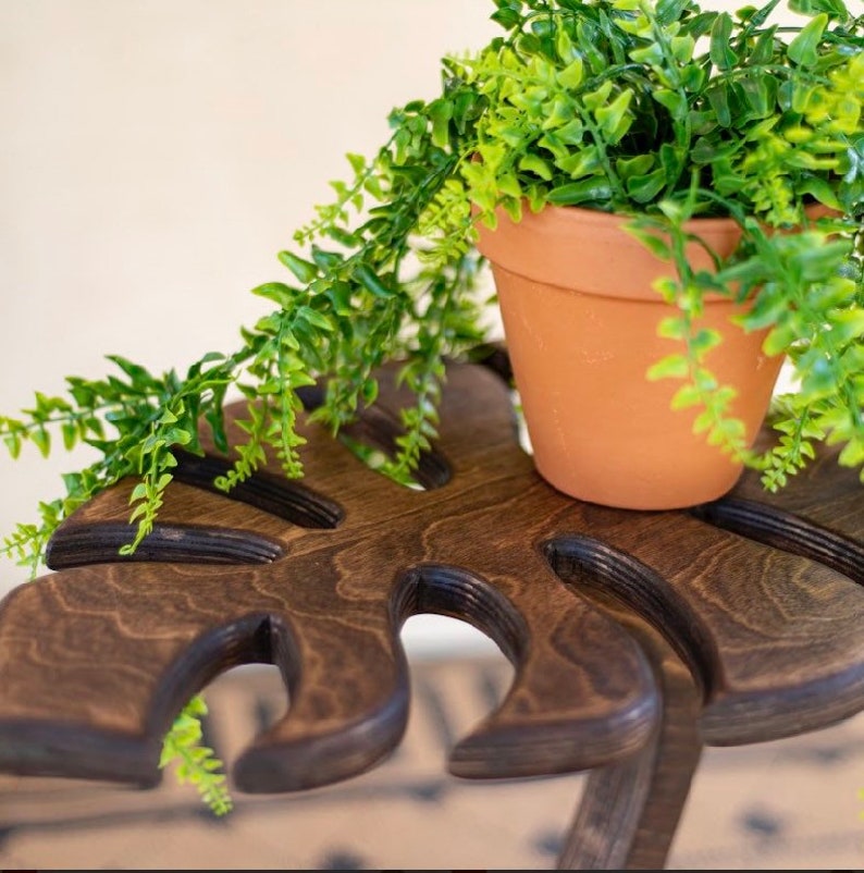Monstera Table Plant Stand Side Table Monstera Plant Stand - Etsy