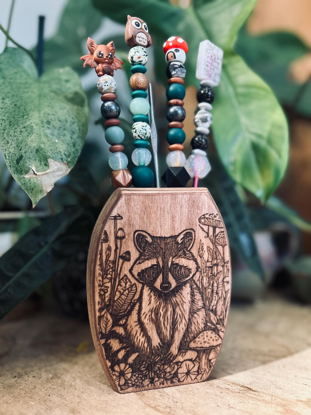 Raccoon Crochet Hook Holder, Crochet, Hooks, Wood Hook Holder, Crochet ...