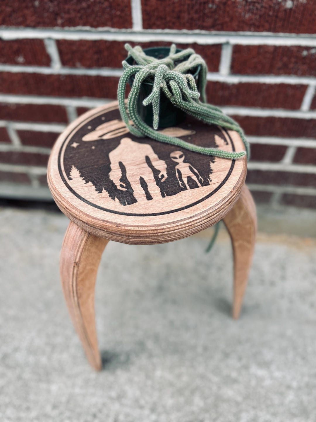 Sasquatch and Alien, Plant Stand, Plant Stool, Side Table, Boho Decor ...