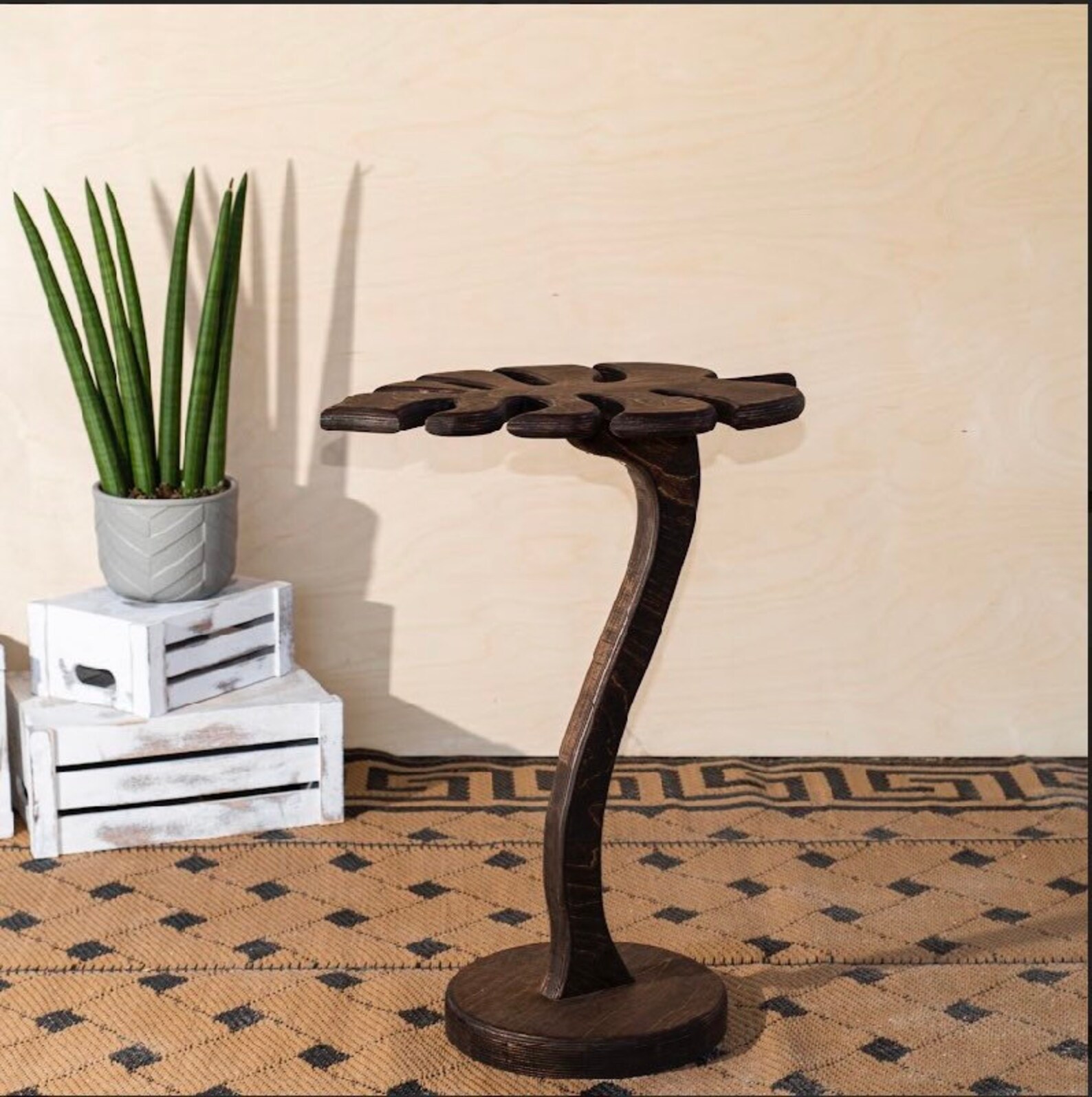 Monstera Table Plant Stand Side Table Monstera Plant Stand - Etsy